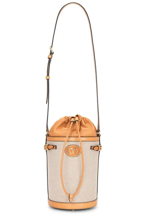 Valentino Garavani Antibes L'hiver Bucket Bag - Naturale, Tobacco, & Natural Camel