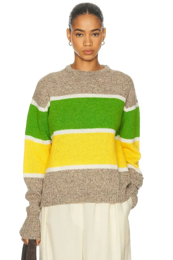 JW Anderson Stripe Crew Neck Sweater - Beige Melange