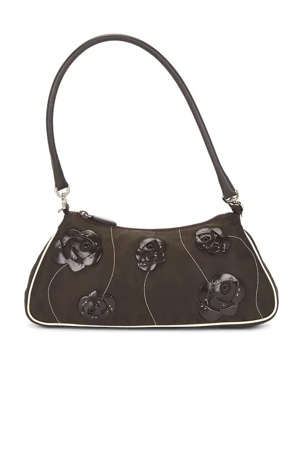 Prada Tessuto Rose Shoulder Bag - Black