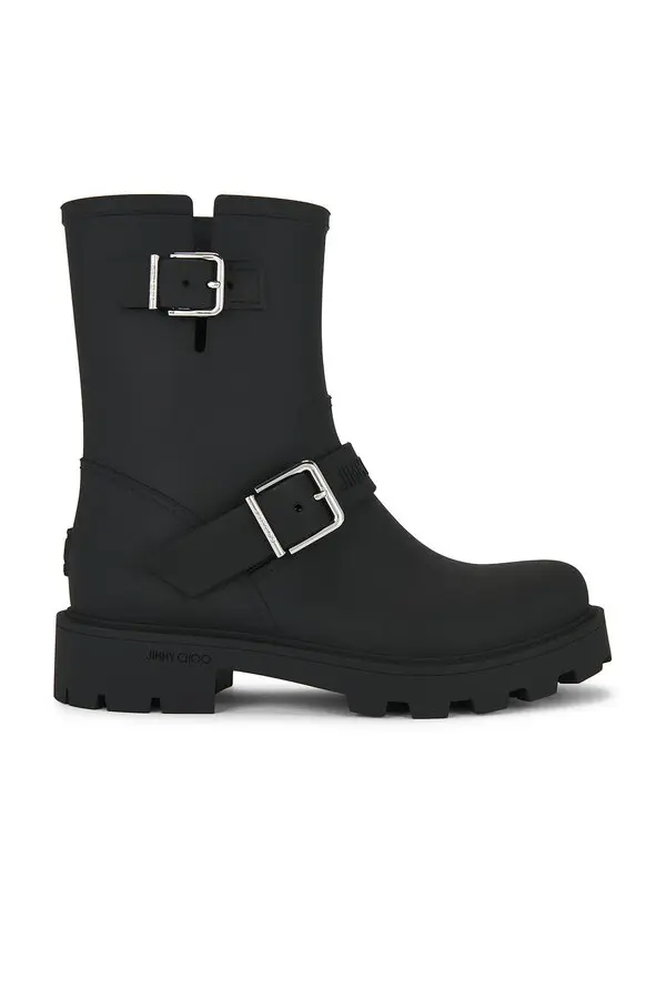 JIMMY CHOO Biker Rain Short Boot - Black