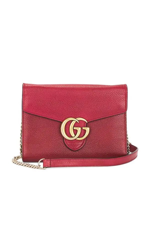 Gucci Gg Marmont Wallet On Chain - Red