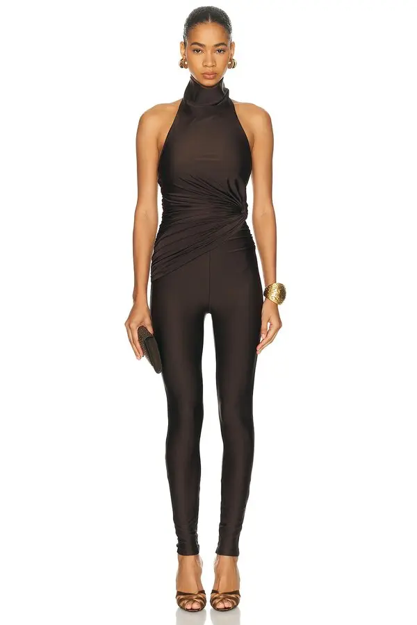 Andamane Tatiana Sleeveless Open Back Jumpsuit - Dark Brown