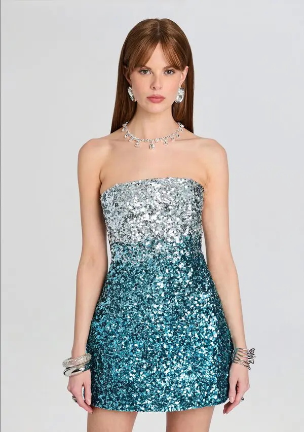 Retrofete Tancy Sequin Mini Dress - Seychelle/teal Omb