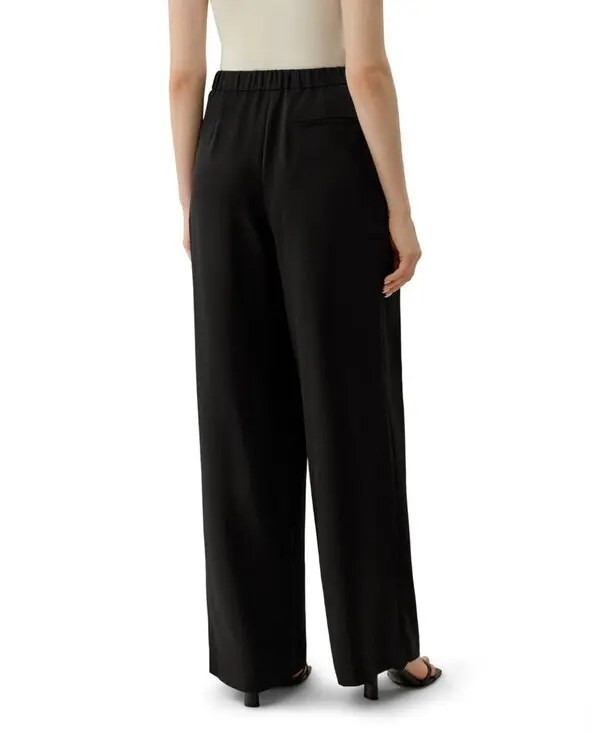 Lilysilk Stretch Heavy-weight Crepe Wide-leg Trousers