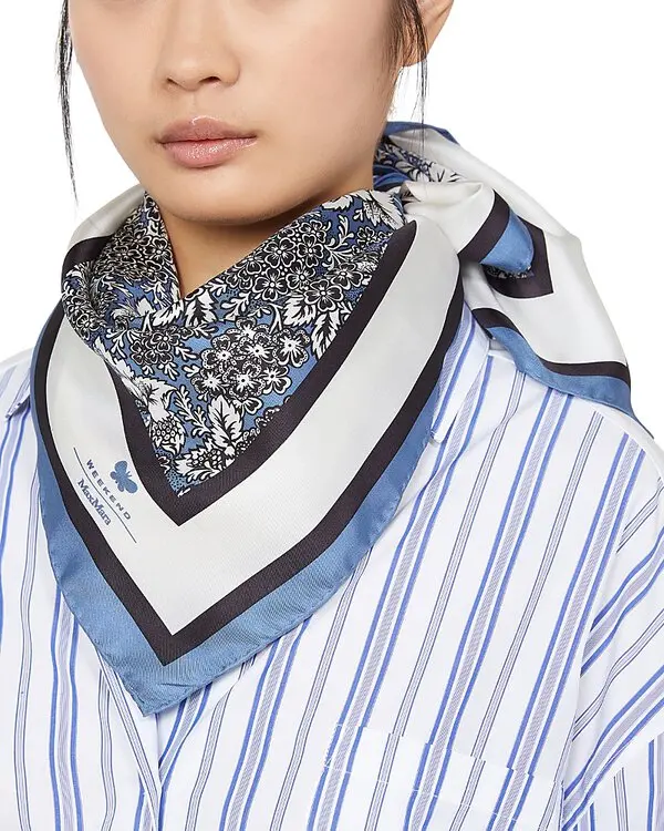 Max Mara Square Silk Scarf - China Blue