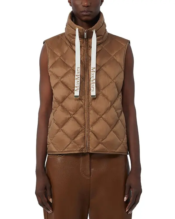 Max Mara Padded Quilted Down Vest - Caramel