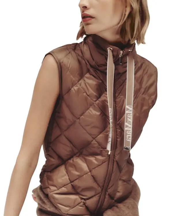 Max Mara Padded Quilted Down Vest - Caramel