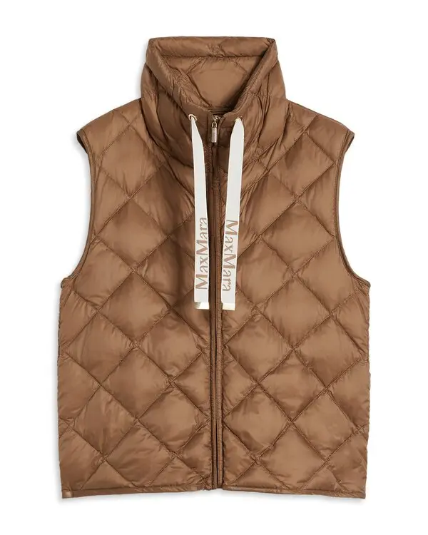 Max Mara Padded Quilted Down Vest - Caramel