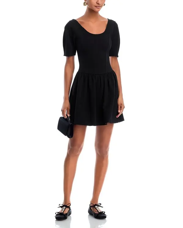 Aqua Ponte Scoop Neck Mini Dress