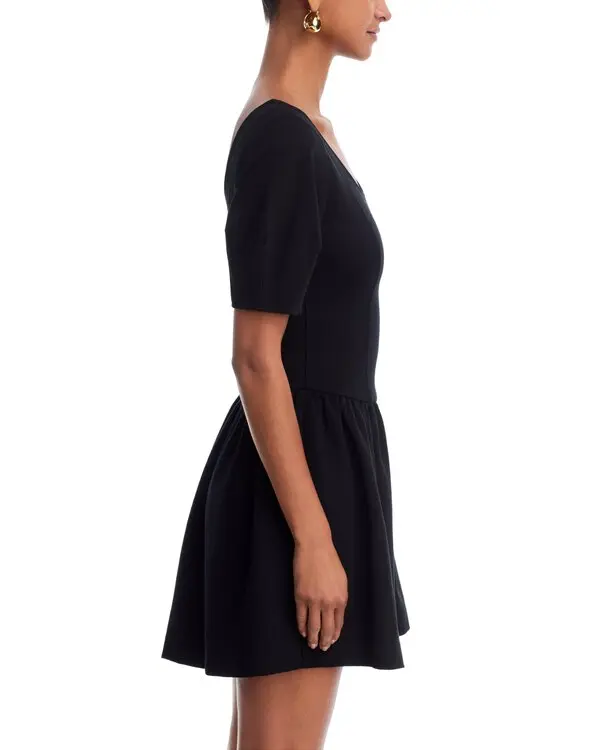 Aqua Ponte Scoop Neck Mini Dress