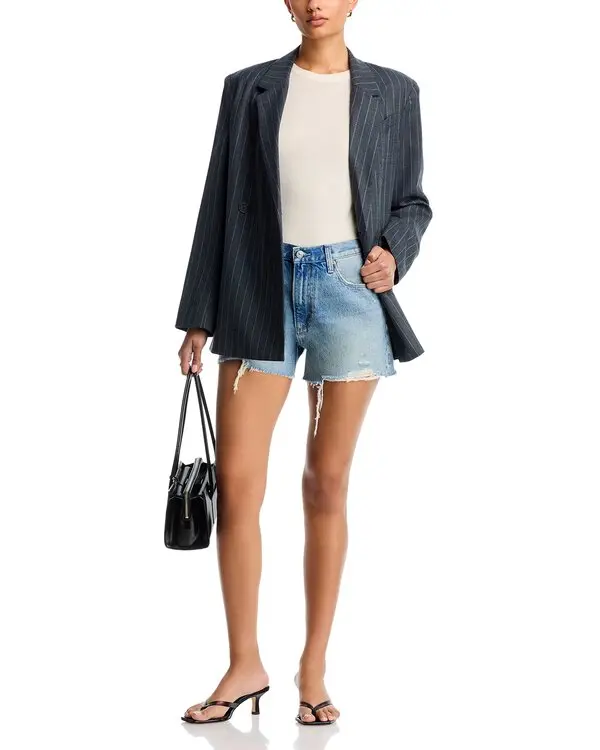 Paige Archie Raw Hem Denim Shorts - Foret