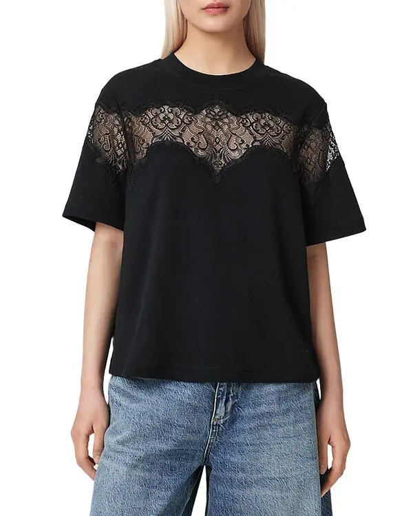 ALLSAINTS Lisa Lace Tee - Black