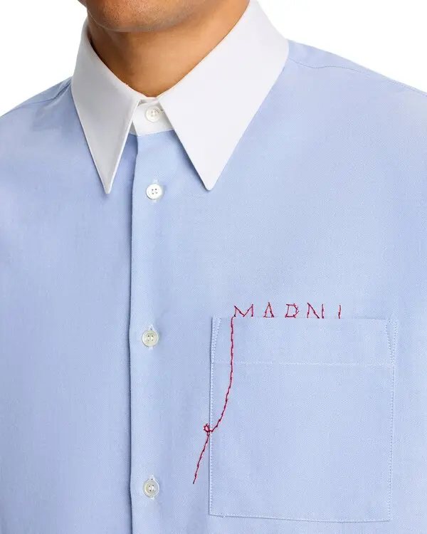 Marni Contrast Collar Boxy Fit Casual Button Down Shirt