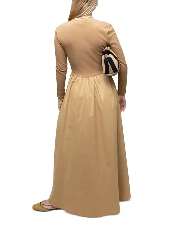 POINT Mixed Media Dress - Iced Coffee