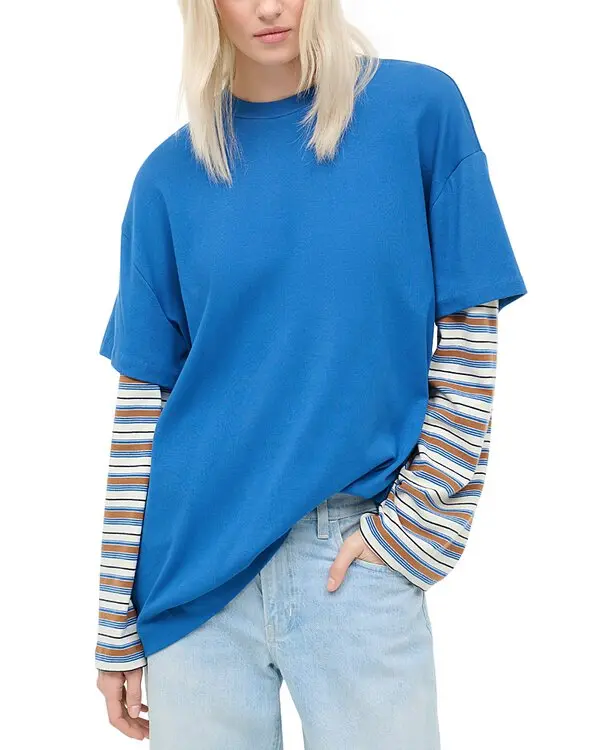Staud William Top - Blue/ Movaje Stripe