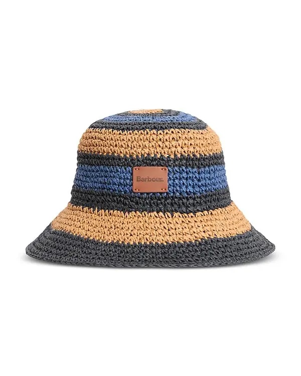 Barbour Crocheted Bucket Hat - Indigo/tan