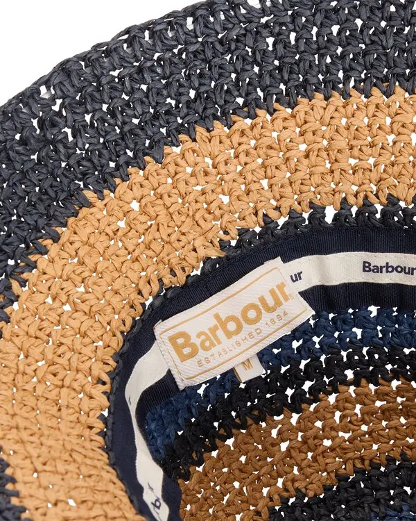 Barbour Crocheted Bucket Hat - Indigo/tan