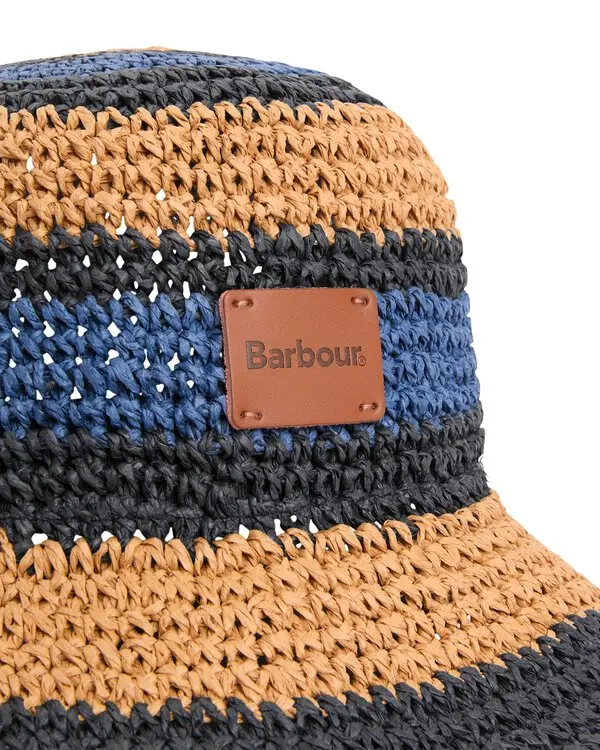 Barbour Crocheted Bucket Hat - Indigo/tan