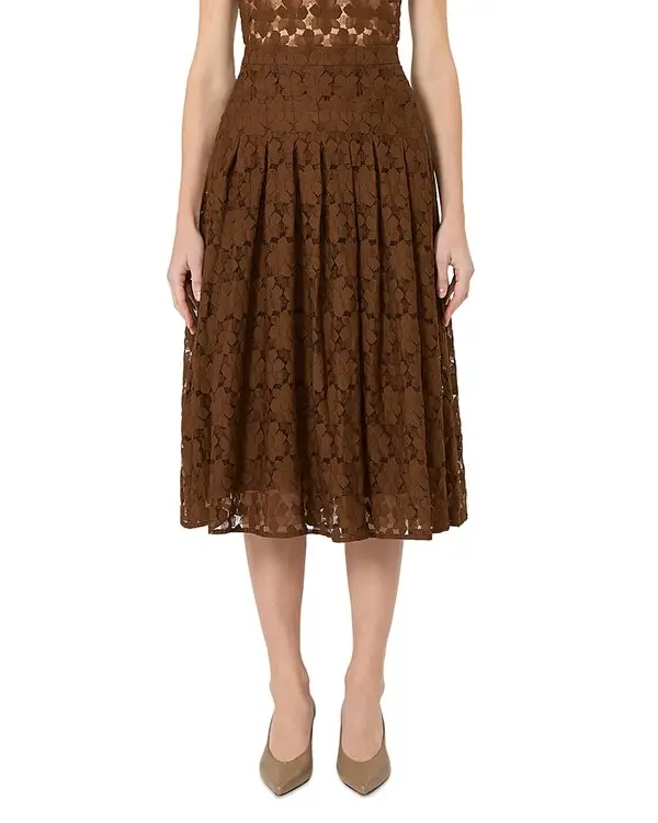 Max Mara Lace Midi Skirt - Chocolate
