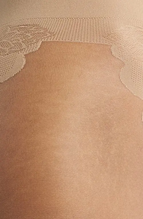 Hue French Lace Control Top Tights - Natural