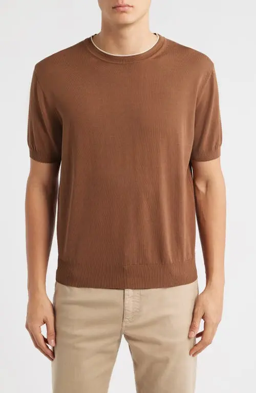 Canali Short-sleeve Cotton Crewneck Sweater
