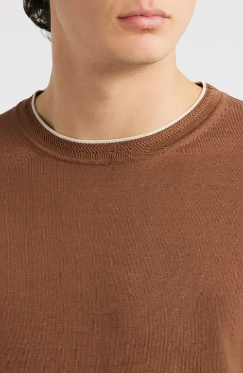 Canali Short-sleeve Cotton Crewneck Sweater