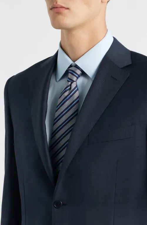 Canali Siena Regular Fit Super 130s Wool Suit - Navy