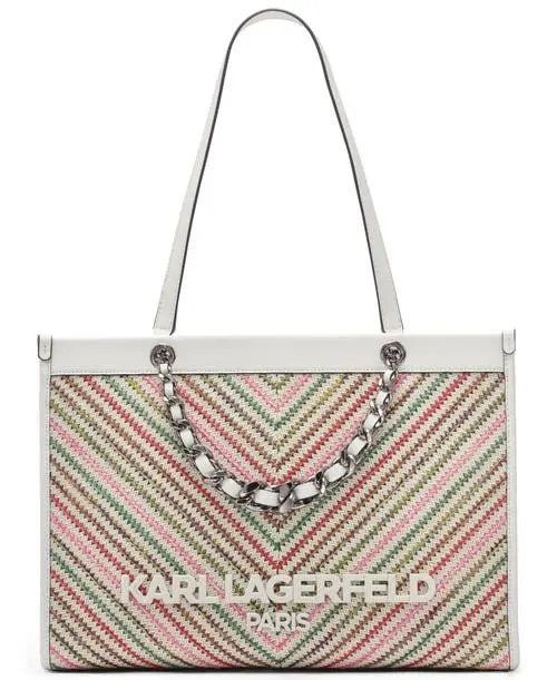 Karl Lagerfeld Paris Savoie Chevron Raffia Tote - Multi Combo