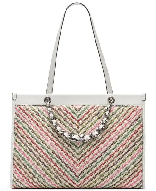 Karl Lagerfeld Paris Savoie Chevron Raffia Tote - Multi Combo