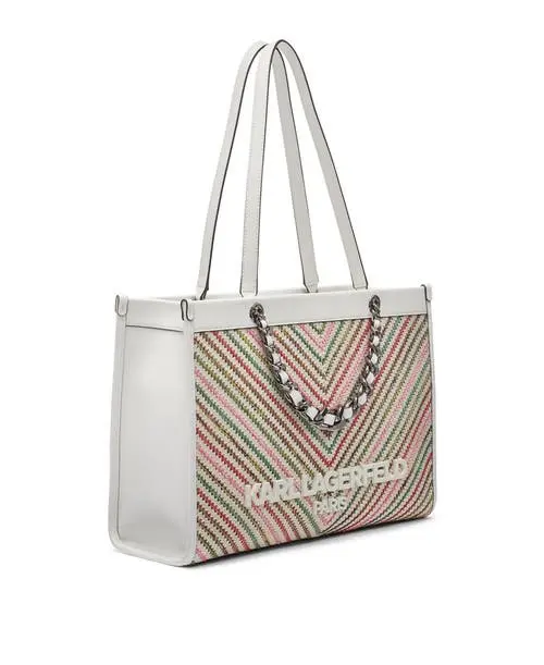 Karl Lagerfeld Paris Savoie Chevron Raffia Tote - Multi Combo