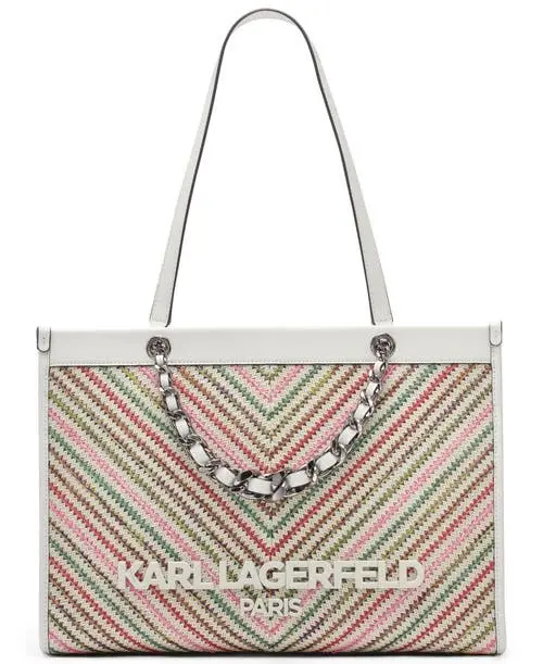 Karl Lagerfeld Paris Savoie Chevron Raffia Tote