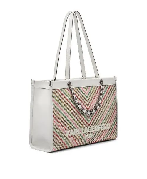 Karl Lagerfeld Paris Savoie Chevron Raffia Tote