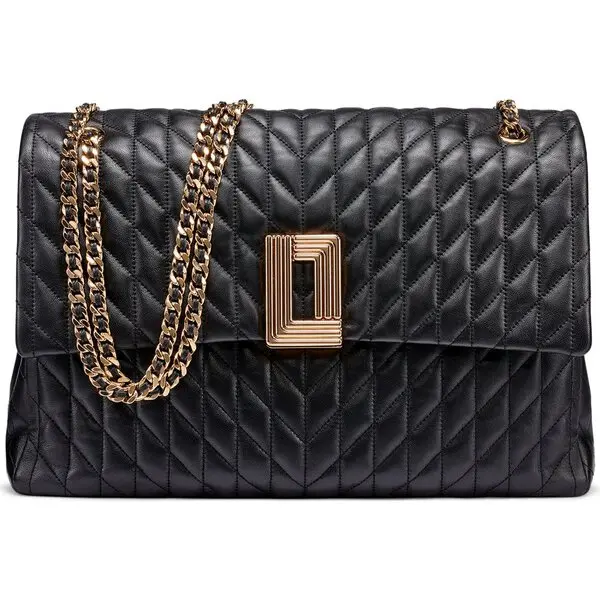 Karl Lagerfeld Paris Lafayette Jumbo Shoulder Bag - Black/gold