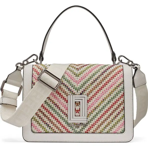 Karl Lagerfeld Paris Simone Chevron Raffia Satchel