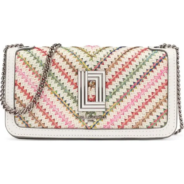 Karl Lagerfeld Paris Kosette Chevron Raffia Shoulder Bag