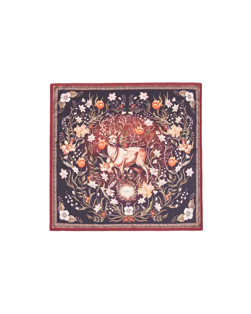 FABLE ENGLAND Aurora Tales Peach Square Scarf - Chocolate & Peach