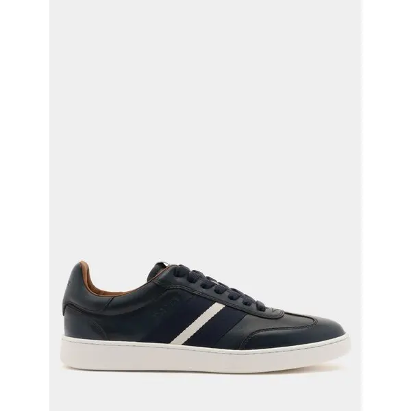 Bally Retro Crest Sneaker In Brushed Leather - Blue