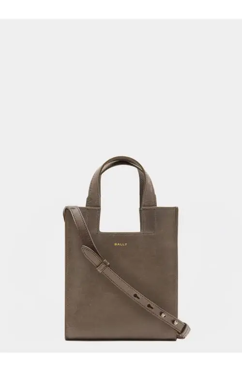 Bally Easy Small Tote Bag In Leather - Deep Sepia 50+oro