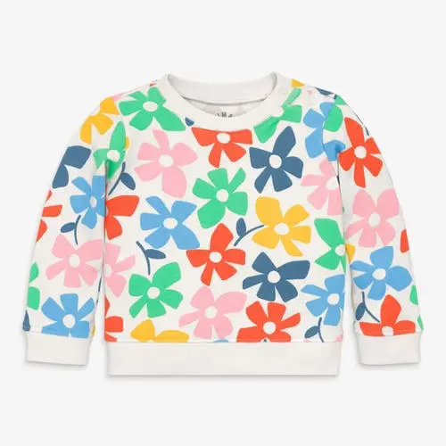 PRIMARY Baby Crewneck Sweatshirt - Ivory Rainbow Spring Blooms