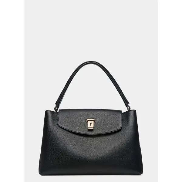Bally Lock Me Top Handle Bag In Leather - Black