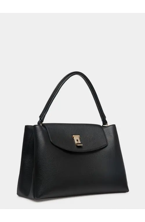 Bally Lock Me Top Handle Bag In Leather - Black