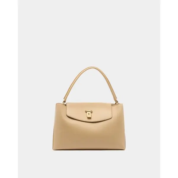 Bally Lock Me Top Handle Bag In Leather - Natural