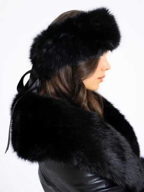 MISS CIRCLE NEW YORK Vegan Fur Hat Headband - Black