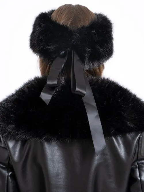 MISS CIRCLE NEW YORK Vegan Fur Hat Headband - Black