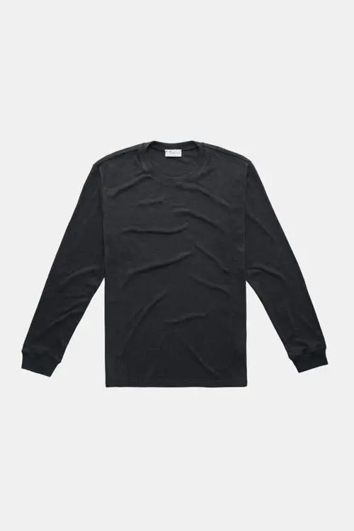 WOLF VS. GOAT (WVG) Heavyweight Viscose Interlock Long Sleeve Crewneck - Black