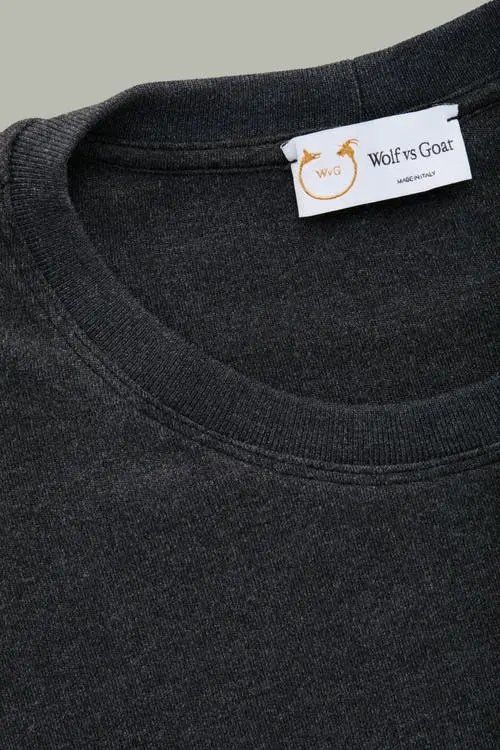 WOLF VS. GOAT (WVG) Heavyweight Viscose Interlock Long Sleeve Crewneck - Black