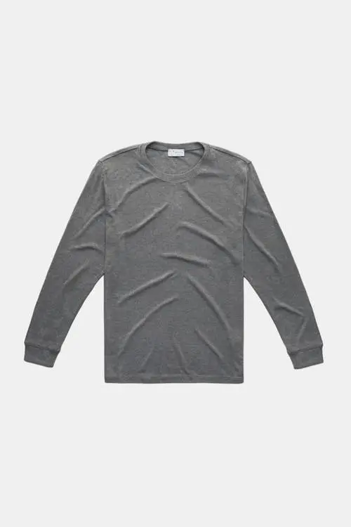 WOLF VS. GOAT (WVG) Heavyweight Viscose Interlock Long Sleeve Crewneck - Grey