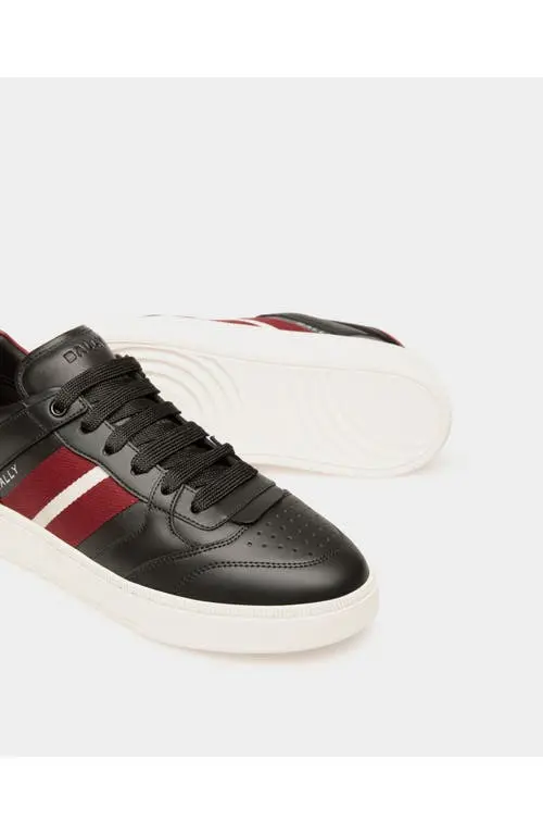 Bally Raise Sneaker In Calf Leather - Black/bally Red