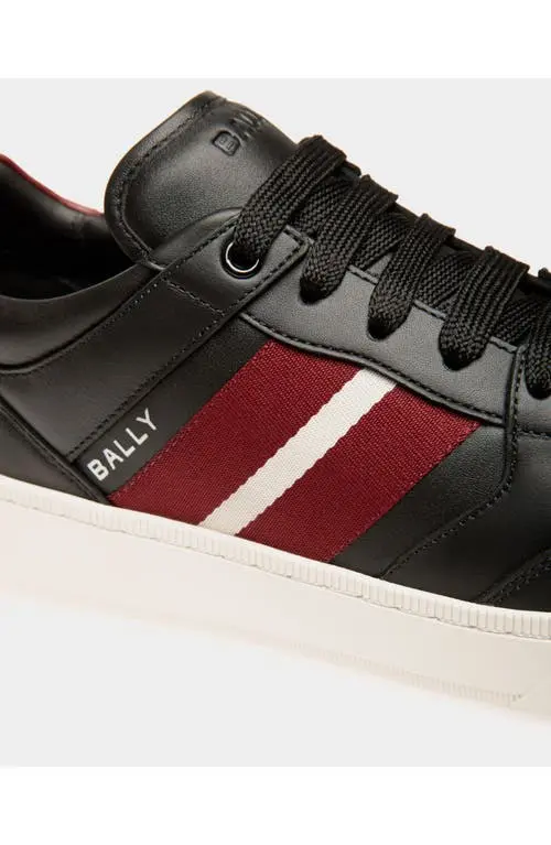 Bally Raise Sneaker In Calf Leather - Black/bally Red