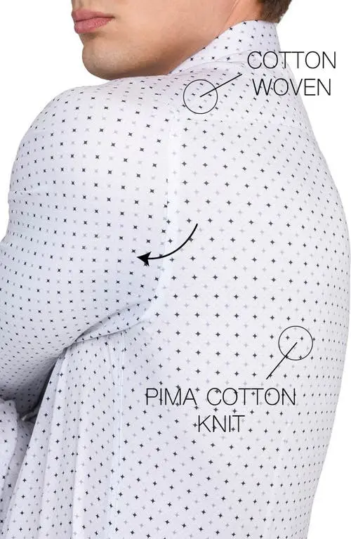 W.R.K Slim Fit Metro Diamond Print Reworked Dress Shirt - White/grey